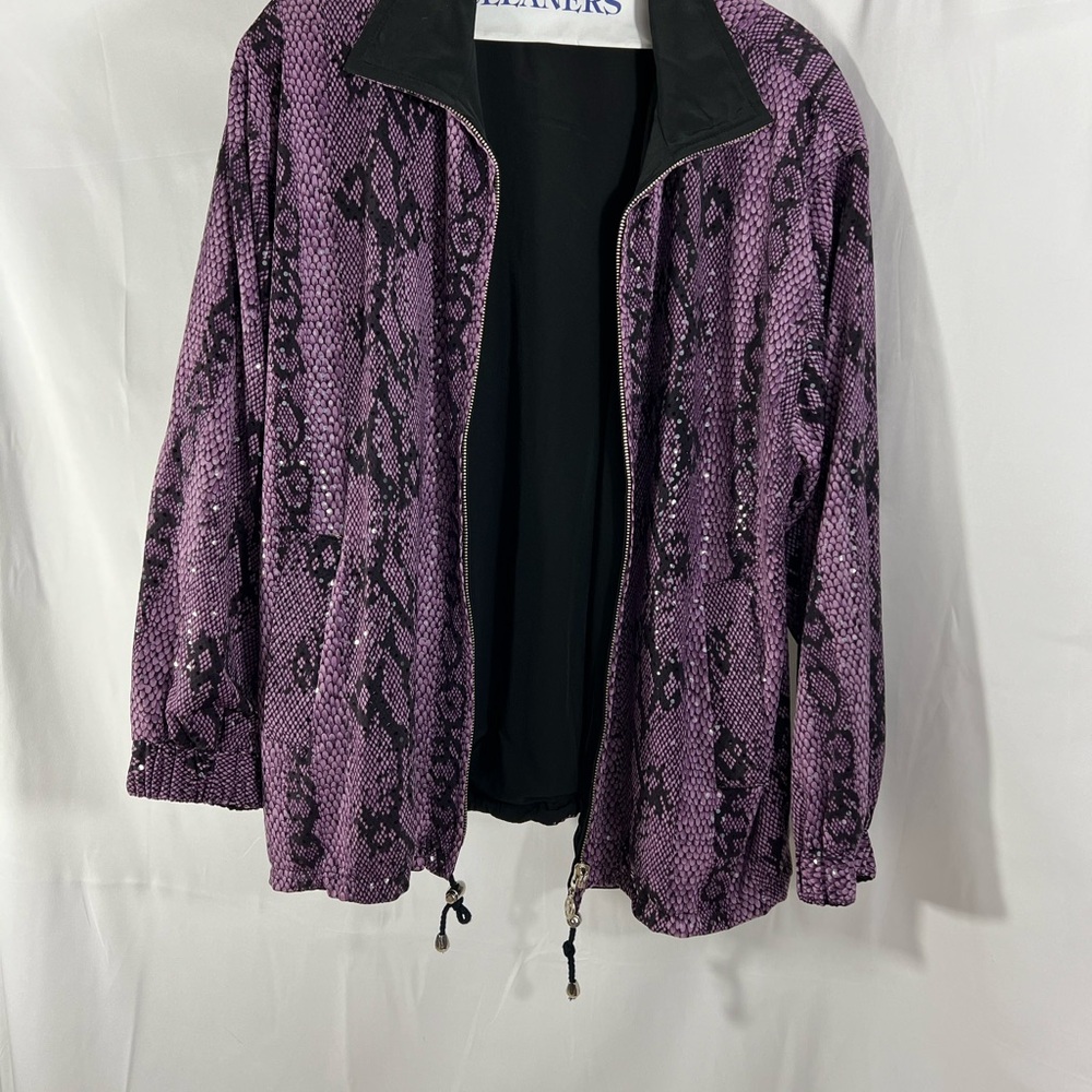 Purple Bomber Jacket With Snakeskin Print Reversible! - Gem